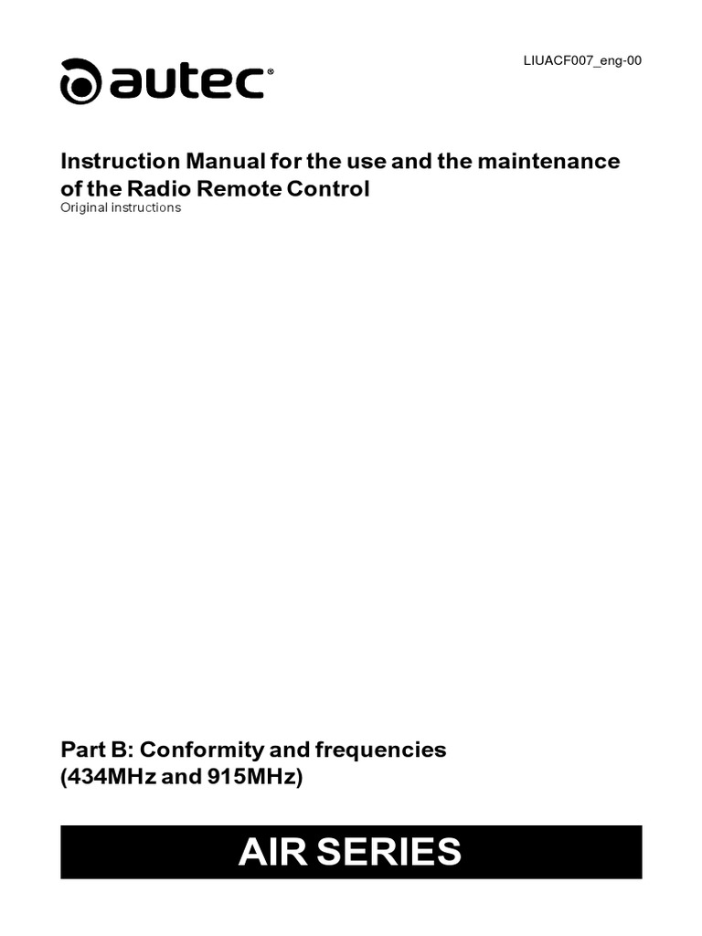 AUTEC REMOTE CONTROL LIUACF007 - Eng-00 | PDF | Radio | Transmitter