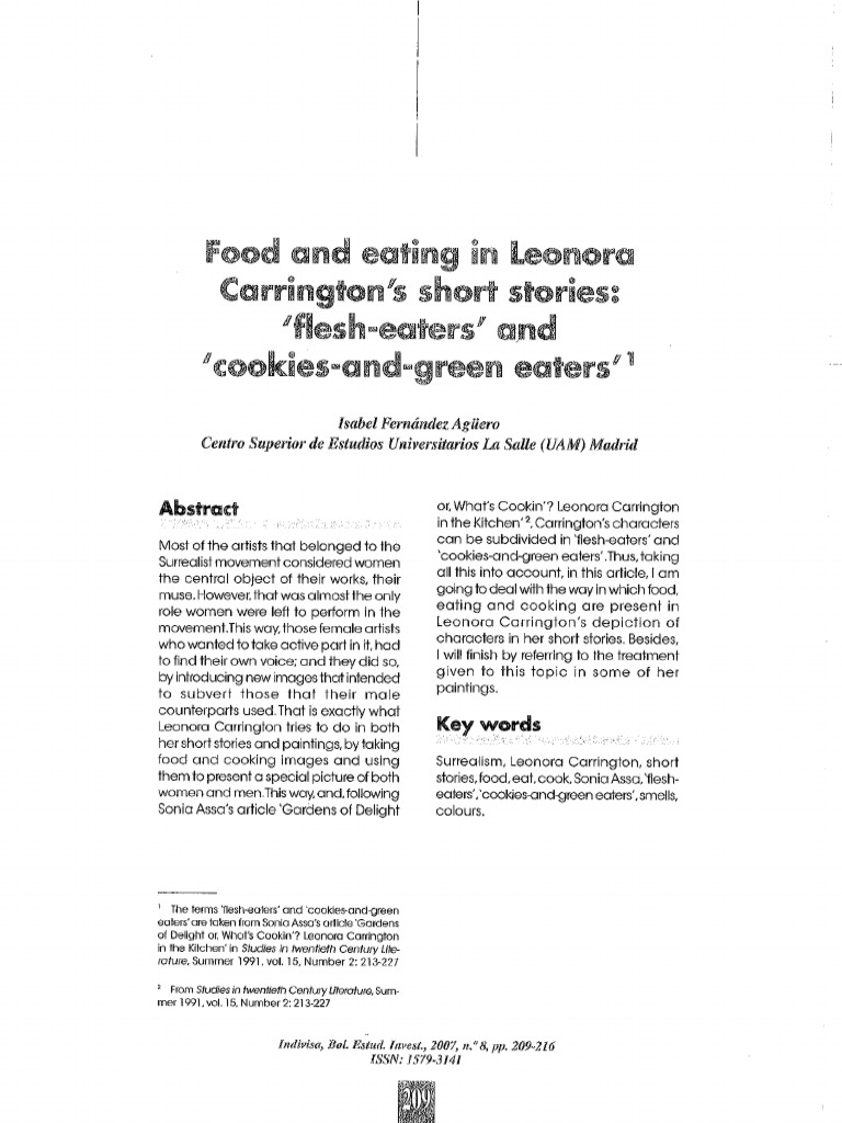 Food and Eating in Leonora Carringtons Short Stories | PDF