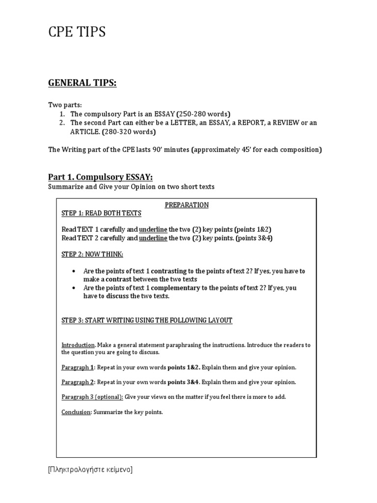 New Cpe Writing Tips | PDF | Essays | Madam