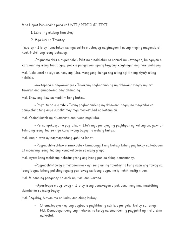 Pointers To Review Unit Second Quarter Test | PDF