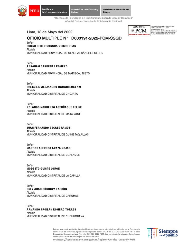 Oficio Multiple-000191-2022-Ssgd | PDF | Gobierno