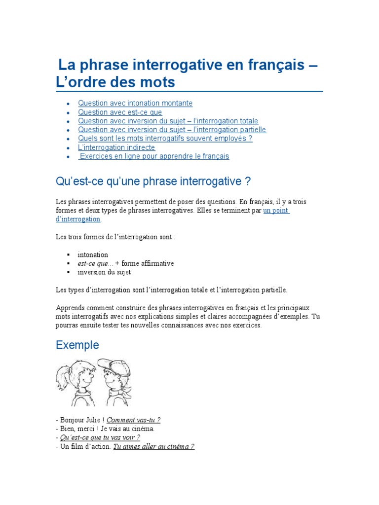 La phrase interrogative en français | PDF | Question | Phrase