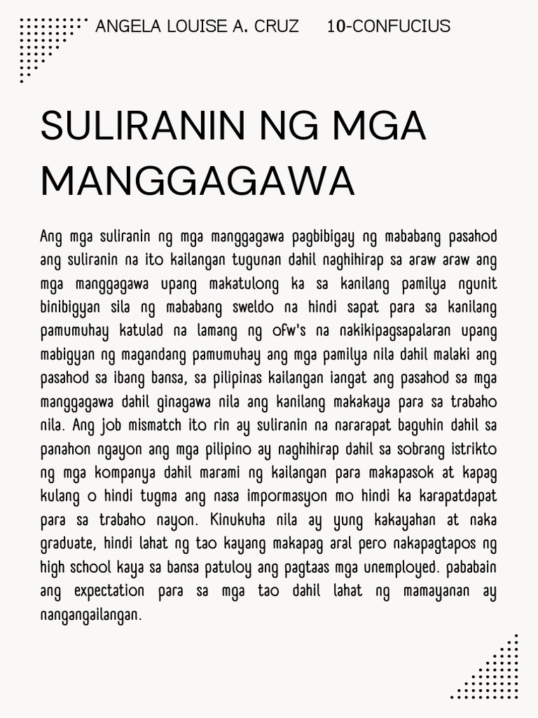 Suliranin NG Mga Manggagawa 1 | PDF