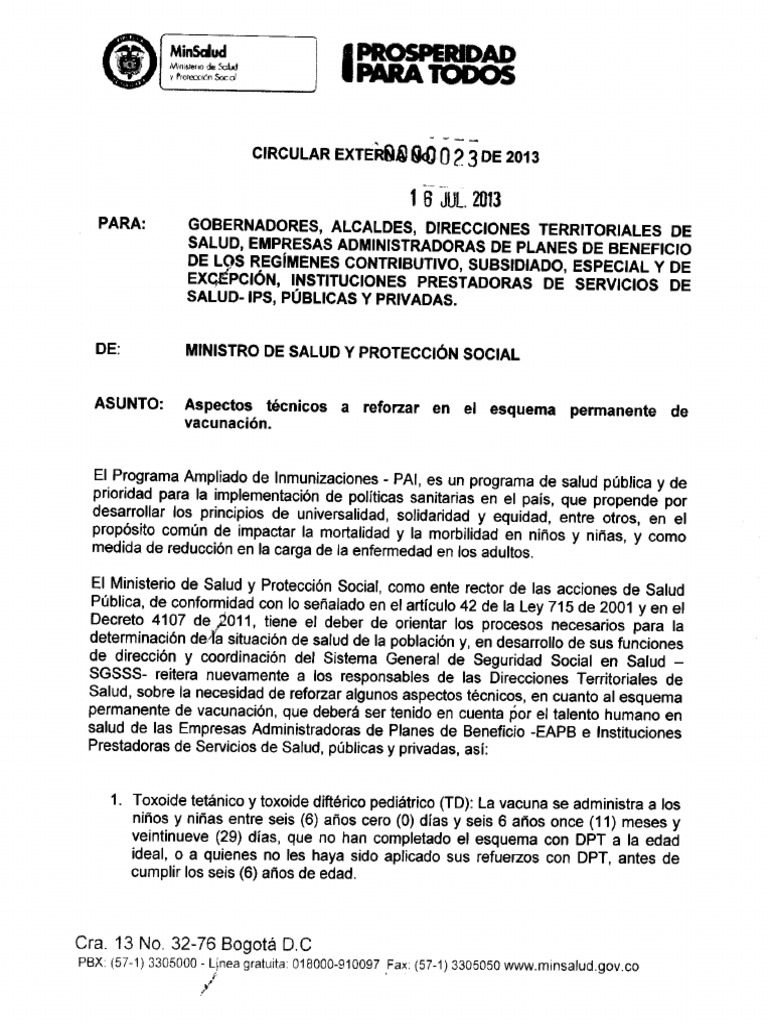 Circular Externa 0023 de 2013 | PDF