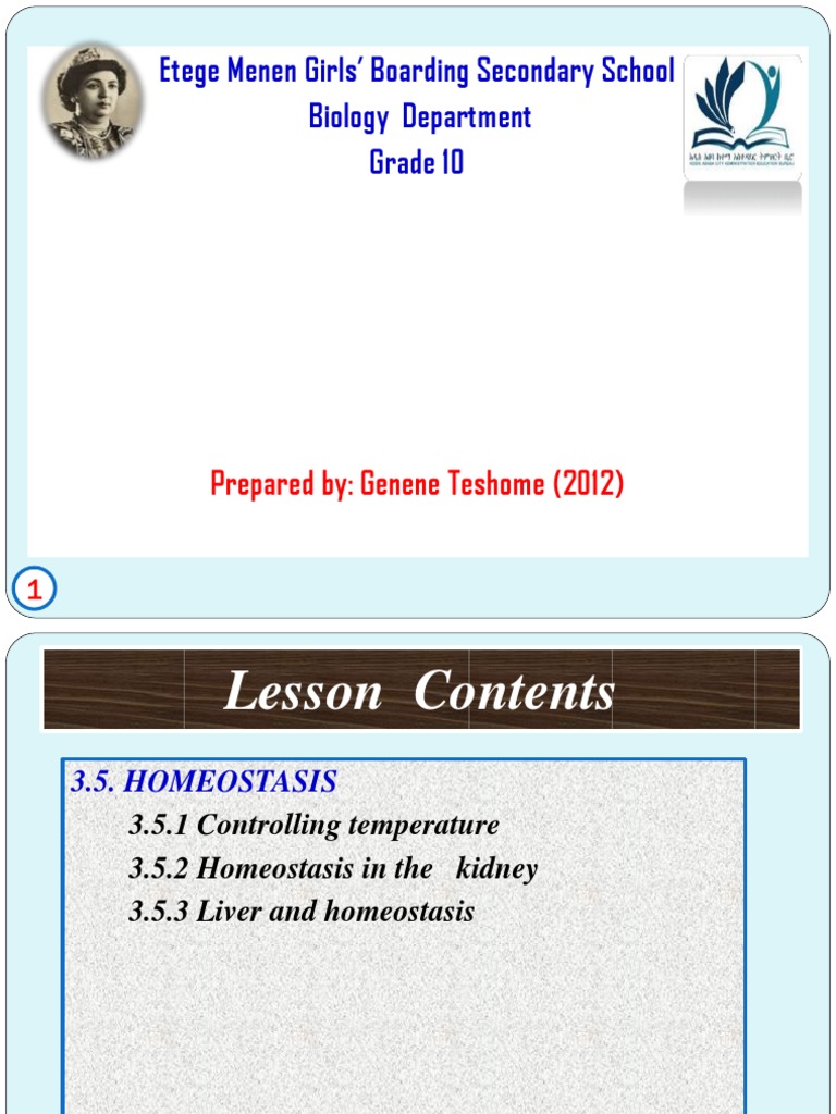 Grade 10 Biology Lesson on Homeostasis | PDF | Animal Anatomy | Physiology