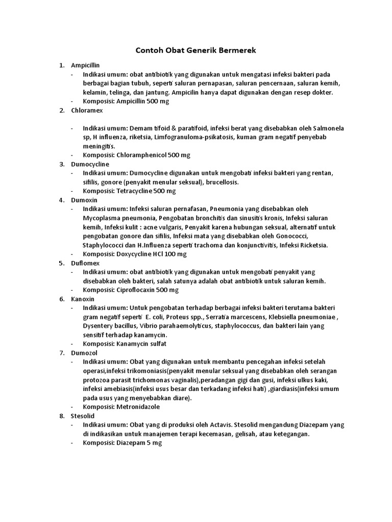 Contoh Obat Generik Bermerek-1 | PDF