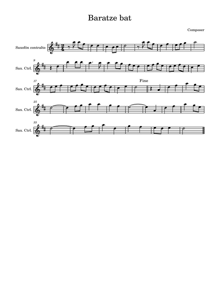 Baratze Bat Saxo Alto | PDF
