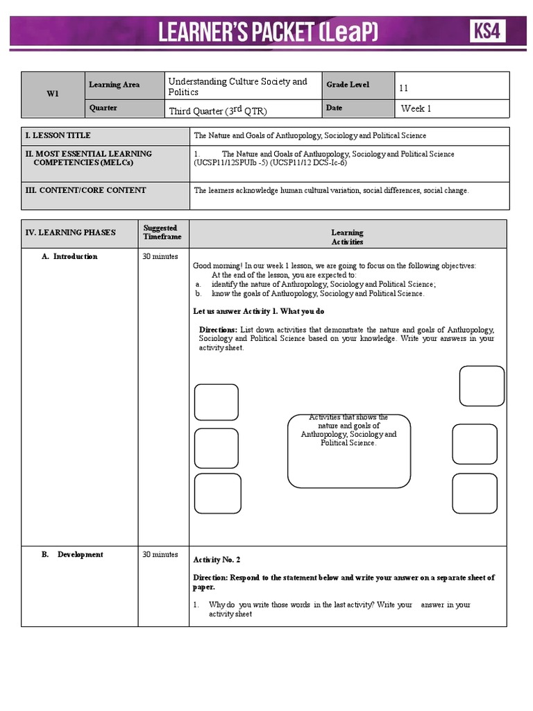 Leap Ucsp q3 Weeks 1 To 8 (JGF) | PDF | Socialization | Social Sciences