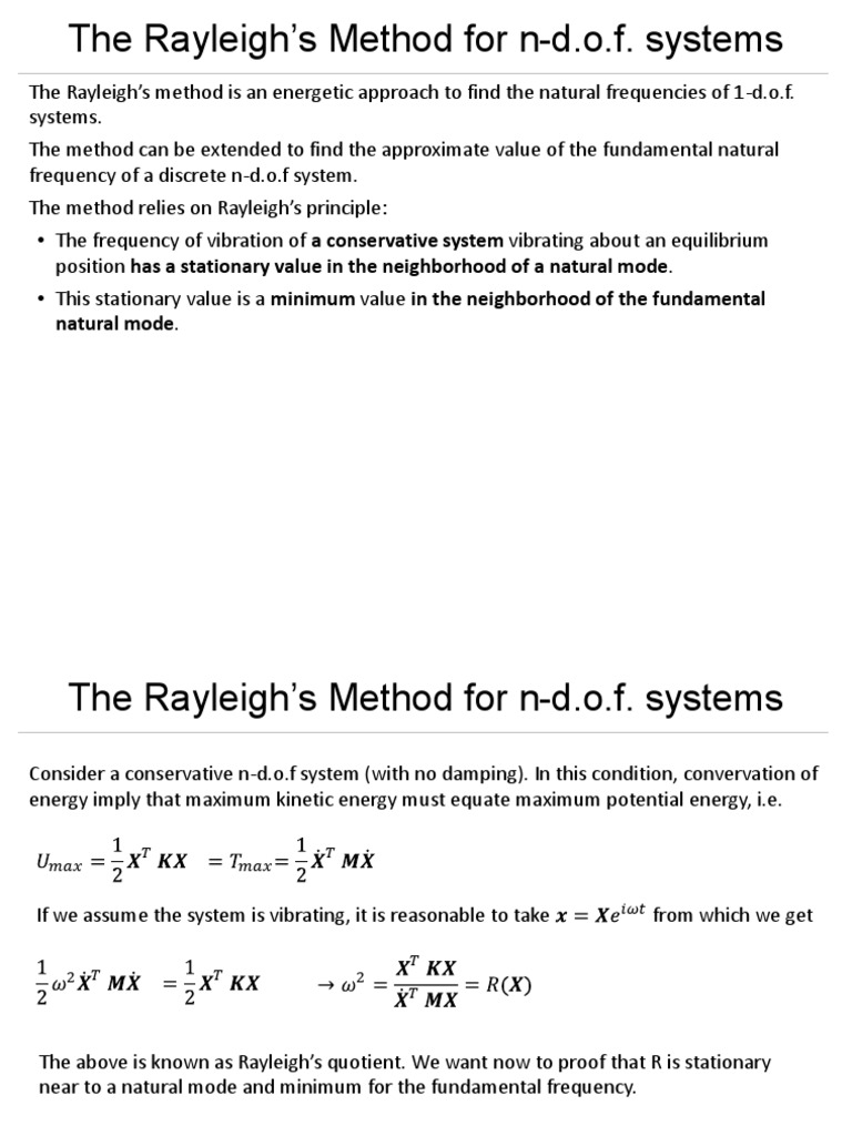 9the Rayleigh's Method | PDF | Eigenvalues And Eigenvectors | Algebra