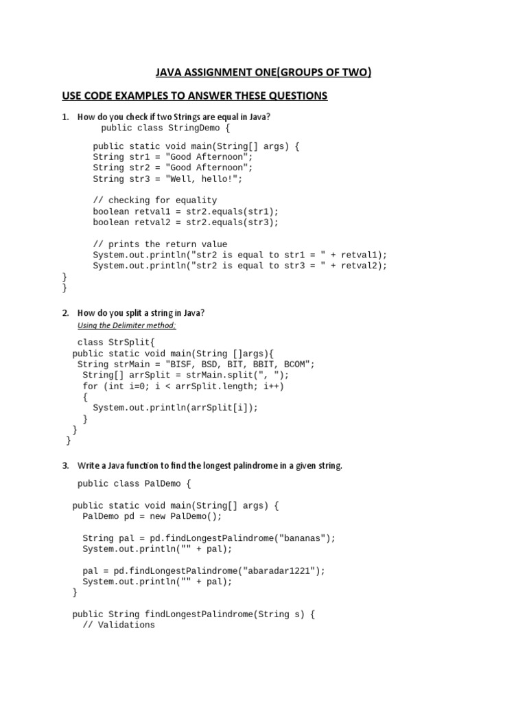 Java Assignment1 Pdf String Computer Science Integer Computer Science 