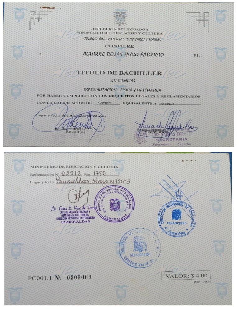 Titulo Bachiller | PDF