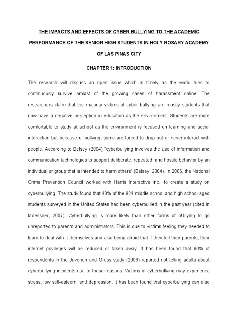 CYBERBULLYING | PDF | Cyberbullying | Survey Methodology