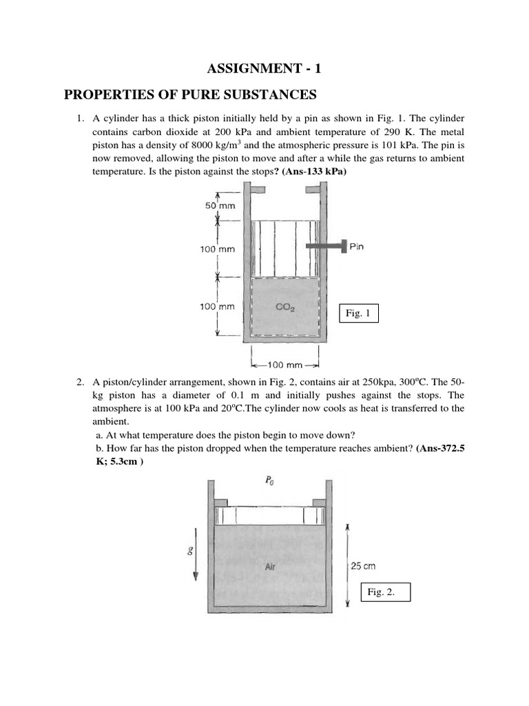 Assignment 1 Numerical Problems | PDF | Piston | Pressure