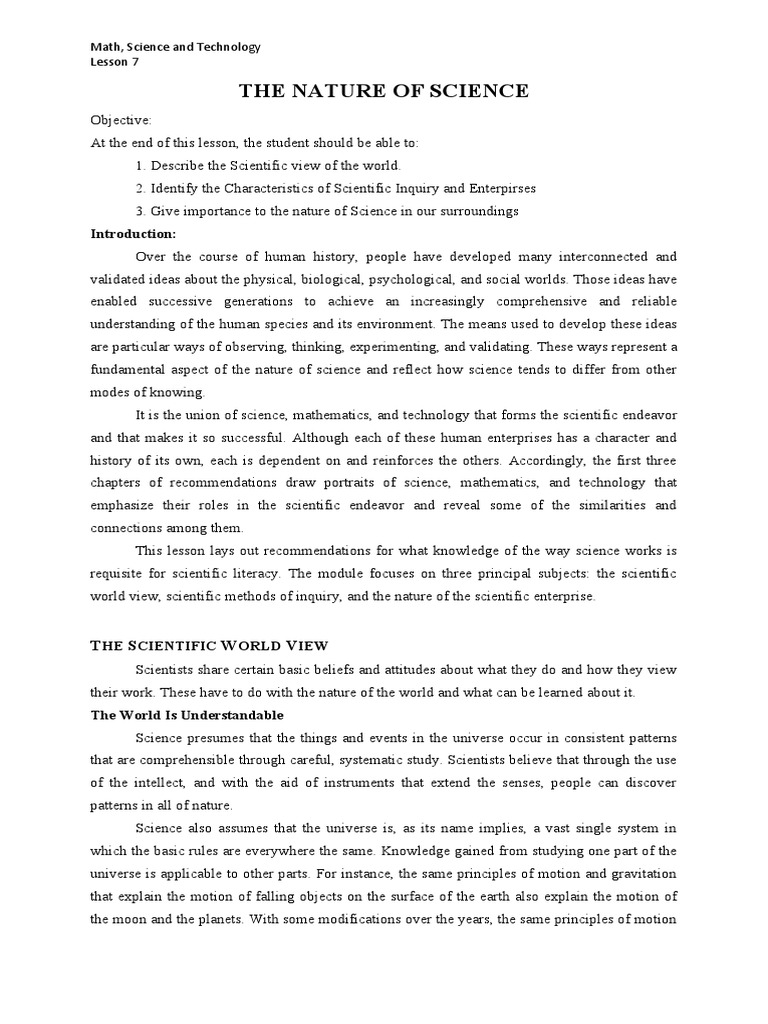 Nature of Science: Key Concepts | PDF | Science | Scientific Method