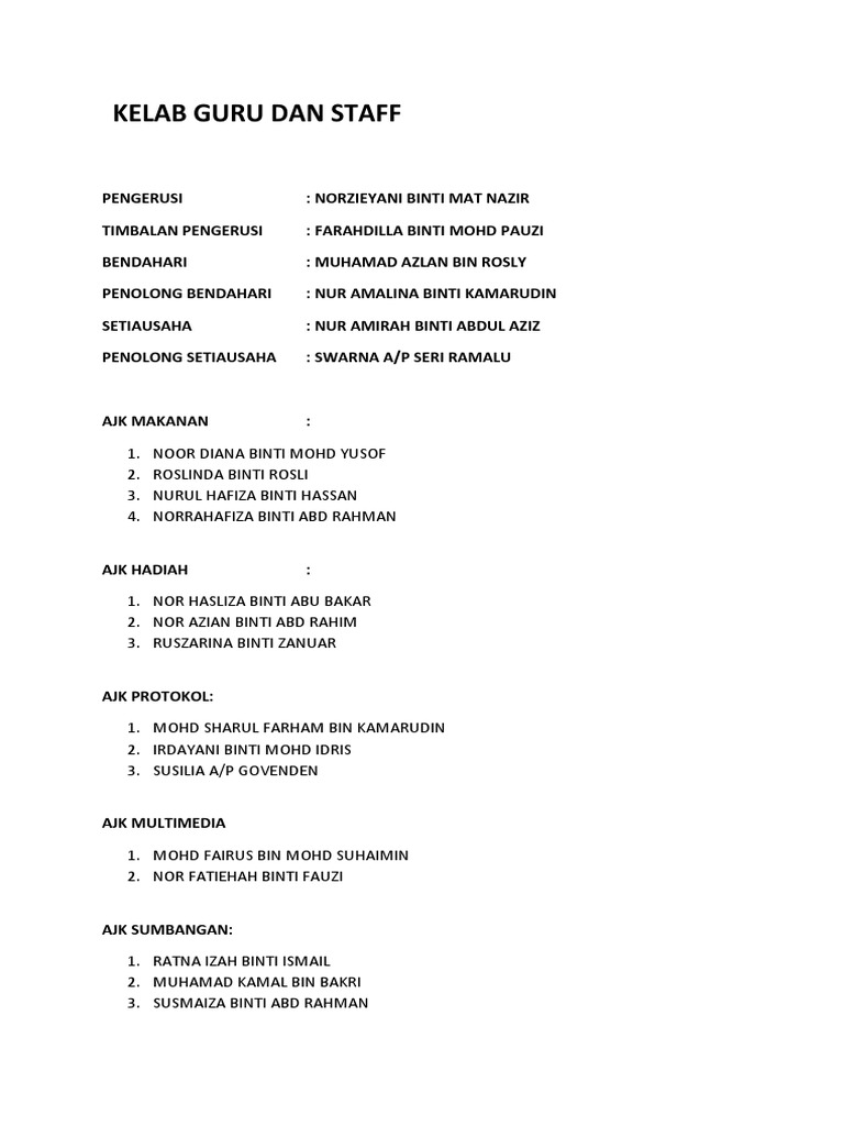Kelab Guru Dan Staff 2022 | PDF