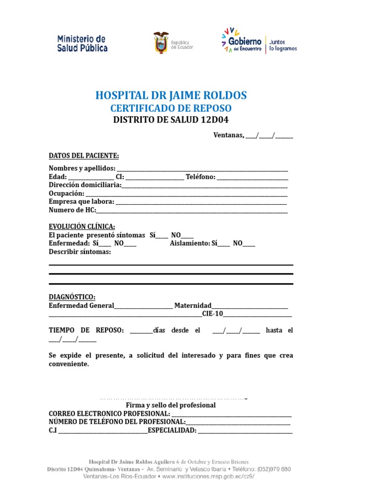Certificado médico de reposo por enfermedad general | PDF