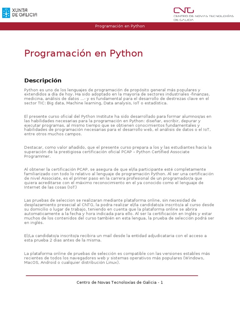 CNT Curso Python | PDF | Python (lenguaje de programación) | Programación de computadoras