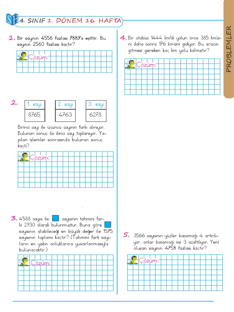 Sinif 16. Hafta Haftalik Problemler | PDF