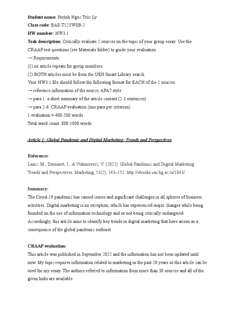 Evaluating Sources with the CRAAP Test | PDF | Online Shopping ...