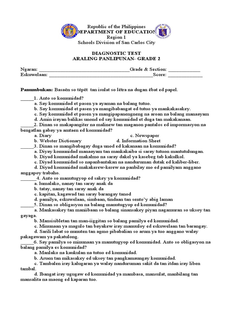 Diagnostic Test-APAN-Grade 2 | PDF