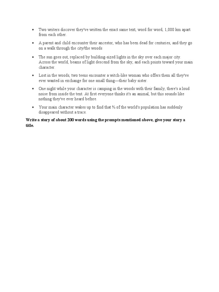 Unique Story Prompts for Creative Writing | PDF