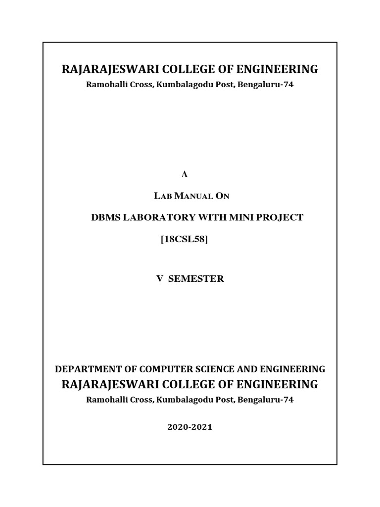 DBMS LAB MANUAL TITLE | PDF | Relational Database | Relational Model