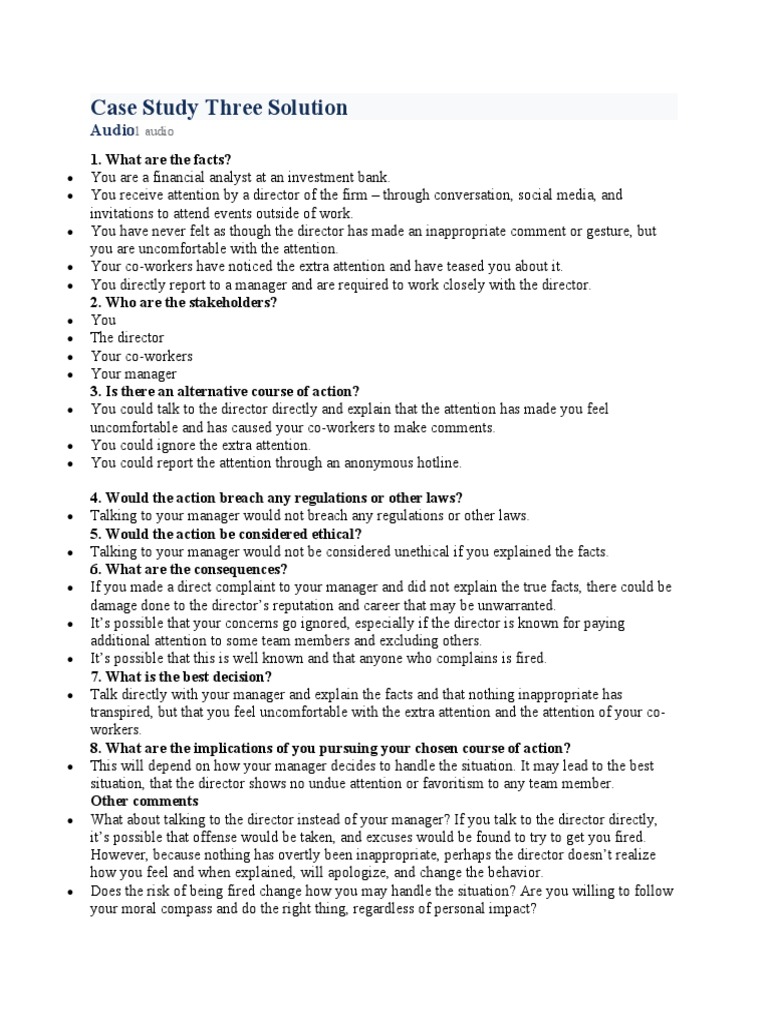 Case Study Three Solution | PDF | Applied Ethics | Social Institutions