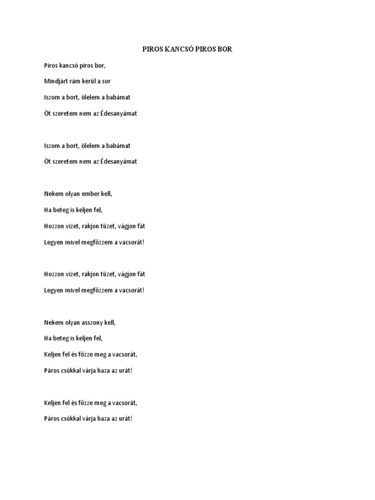 Piros Kancsó Piros Bor | PDF