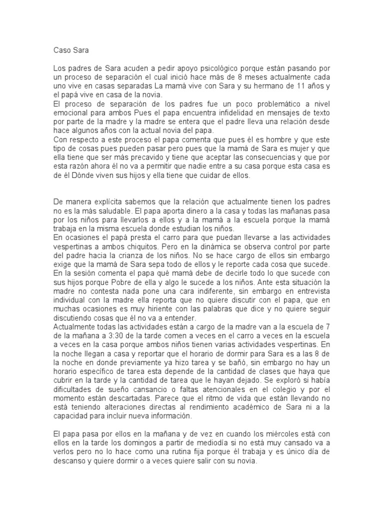 Caso Sara | PDF | Evaluación | Comportamiento