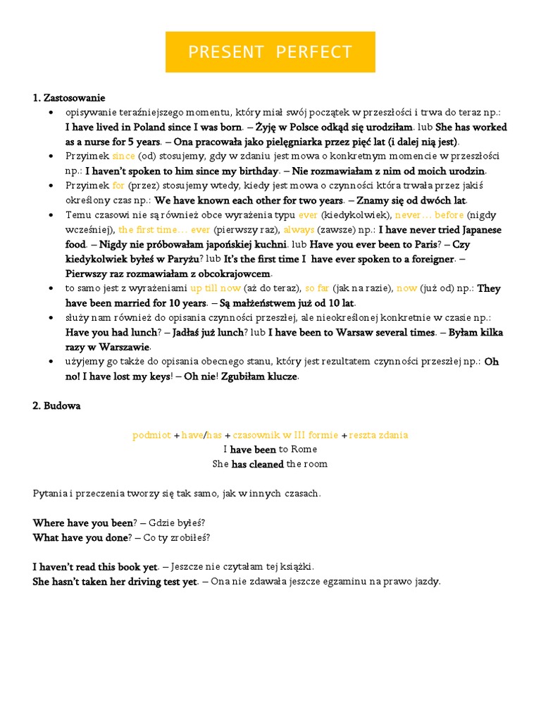 Present Perfect - Teoria | PDF