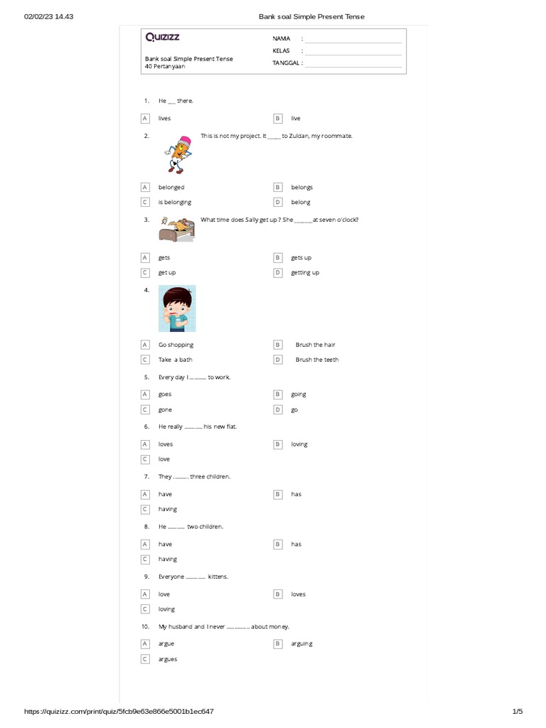 Soal Ulangan Simple Present Tense | PDF
