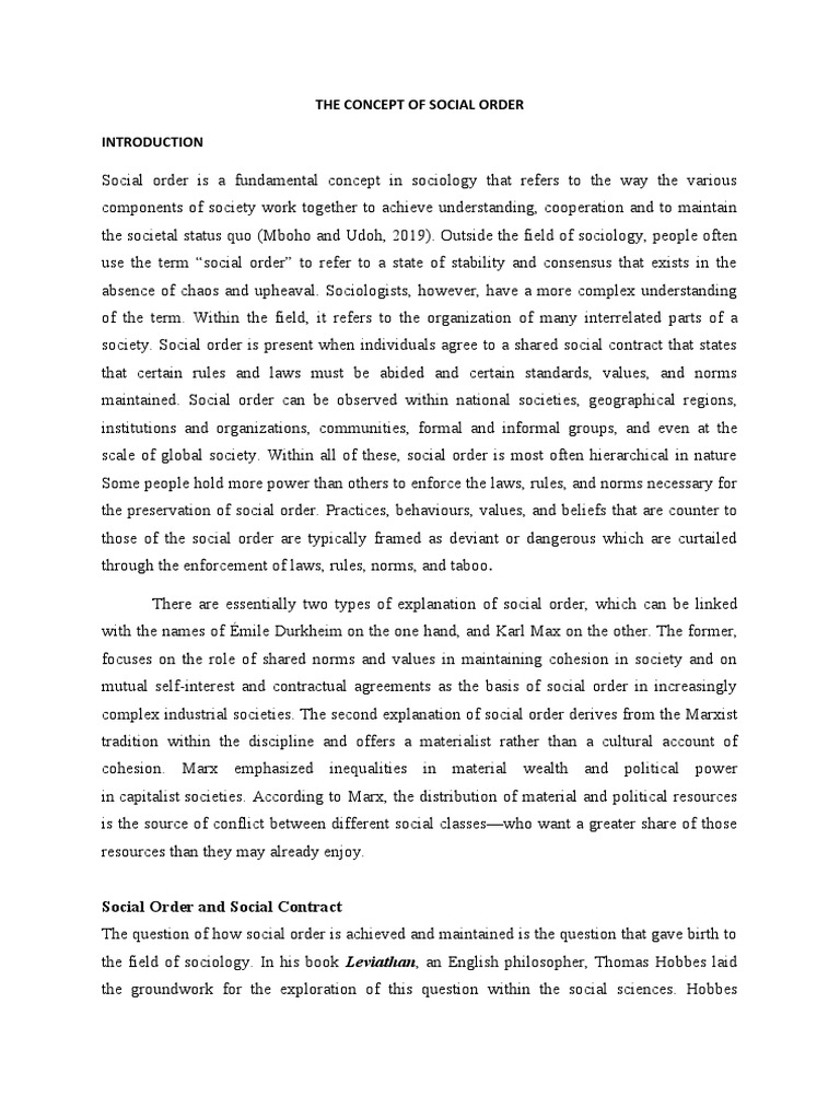 The Concept of Social Order | PDF | Émile Durkheim | Sociology