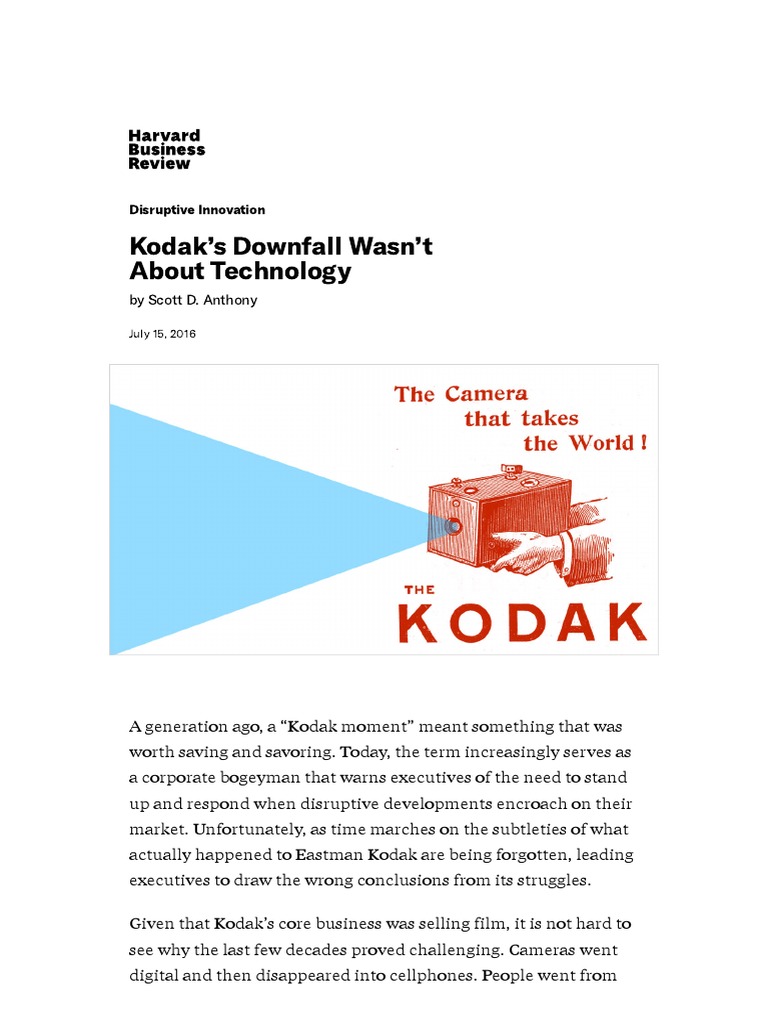 Kodak's Downfall Wasn't About Technology | PDF | Fujifilm | Disruptive ...