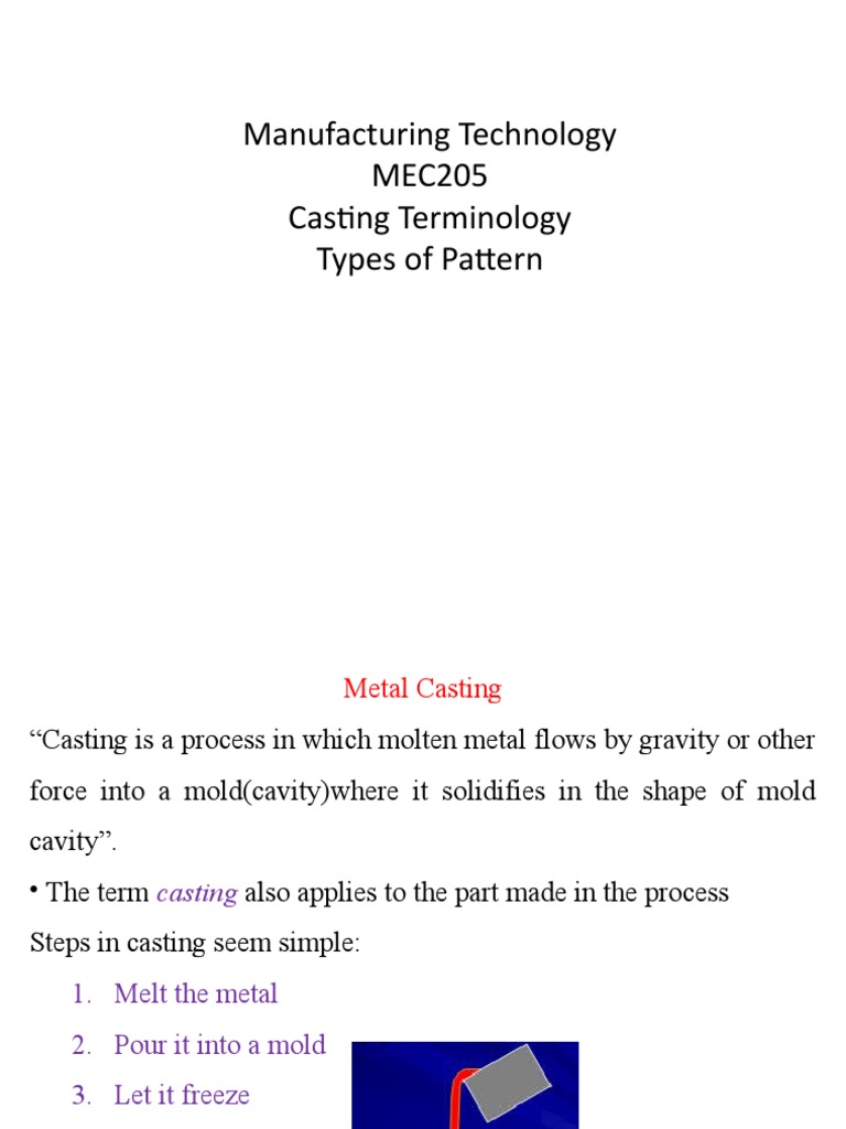 L3 Casting Terminology Autosaved | PDF | Casting (Metalworking) | Foundry