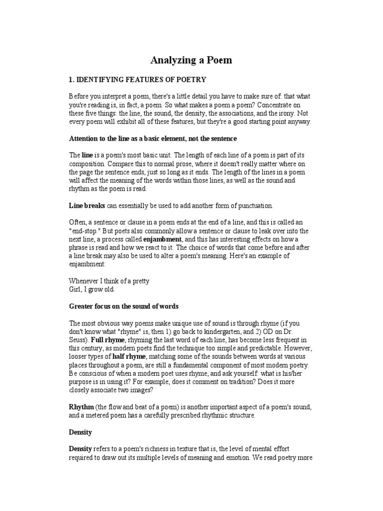 Analyzing A Poem | PDF | Poetry | Metre (Poetry)