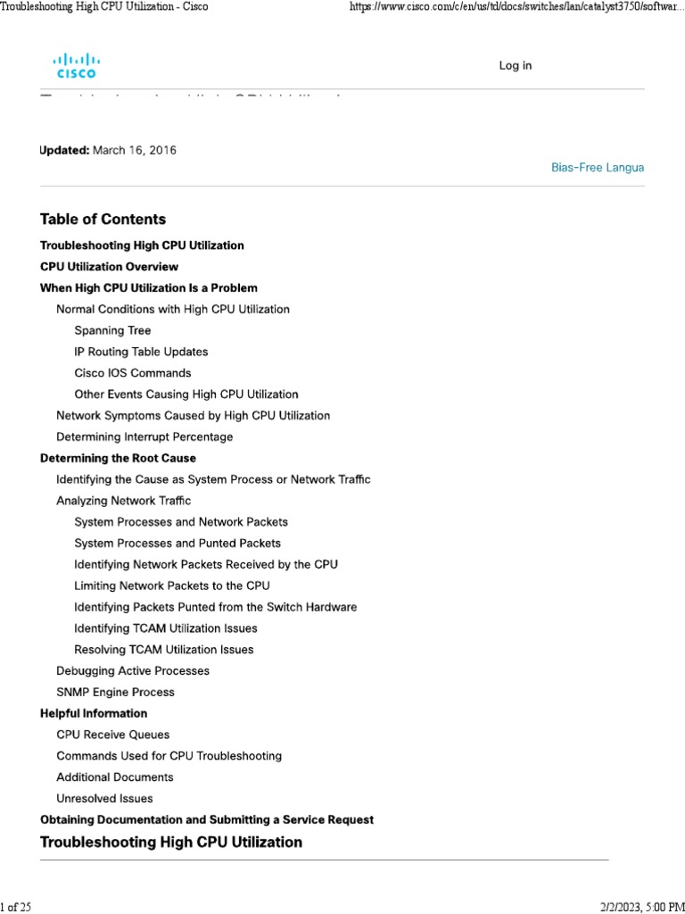 Troubleshooting High CPU Utilization | PDF | I Pv6 | Telecommunications ...