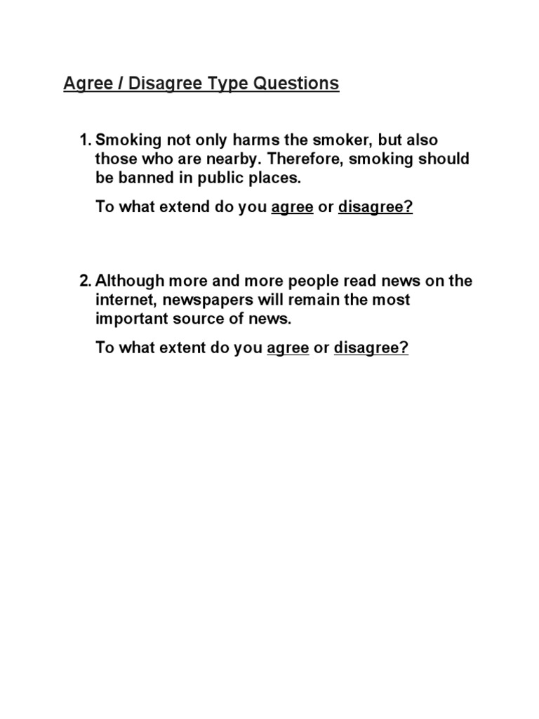 Agree - Disagree Question Types | PDF