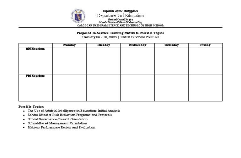 CalNatSci INSET Proposed Topics | PDF