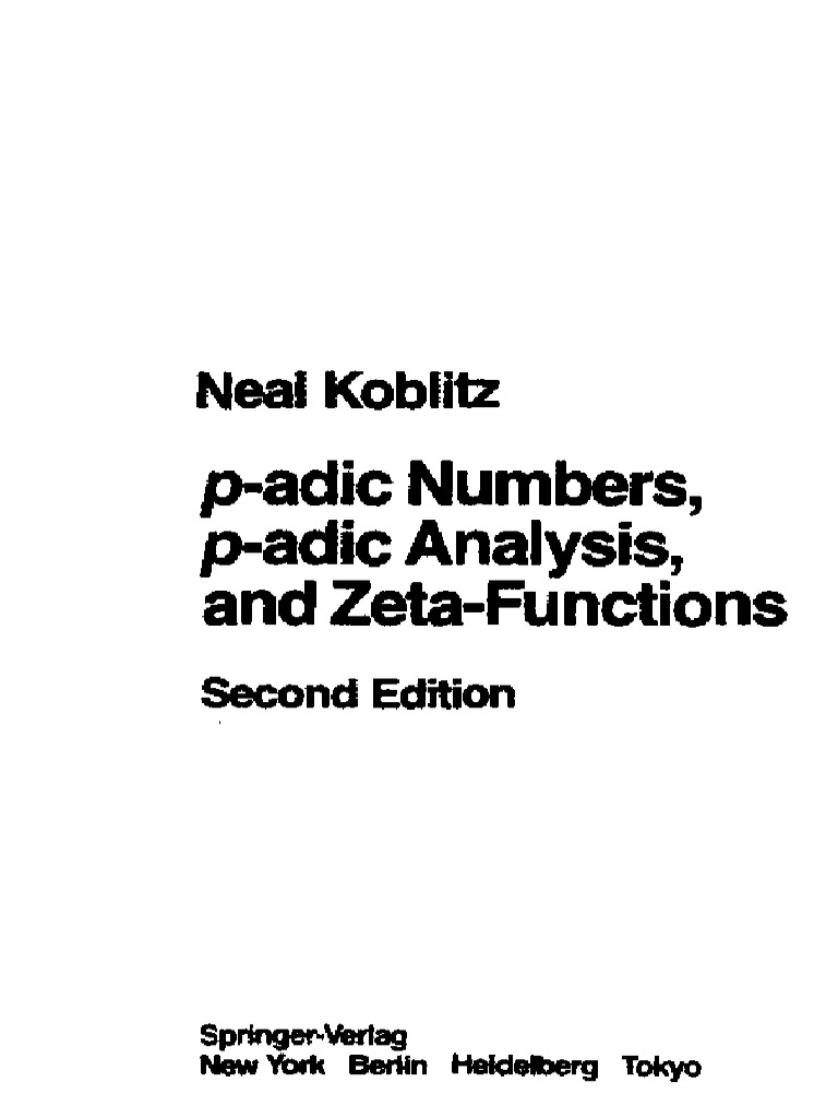 Neal Koblitz P-Adic... 2020 | PDF | Field (Mathematics) | Sequence