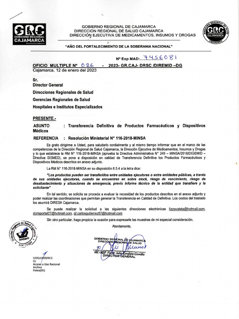 Oficio Multiple #026-2023-GR - TD | PDF