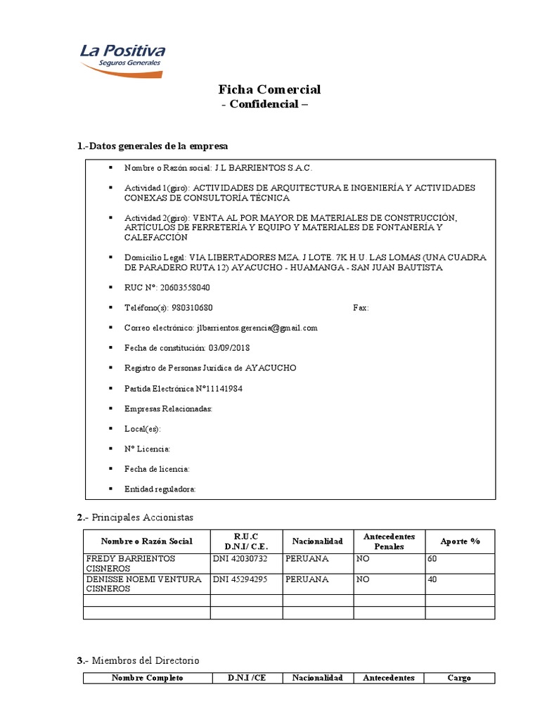Perfil Empresarial Y Operativo De J L Barrientos S A C Pdf Corrupción Política Estado