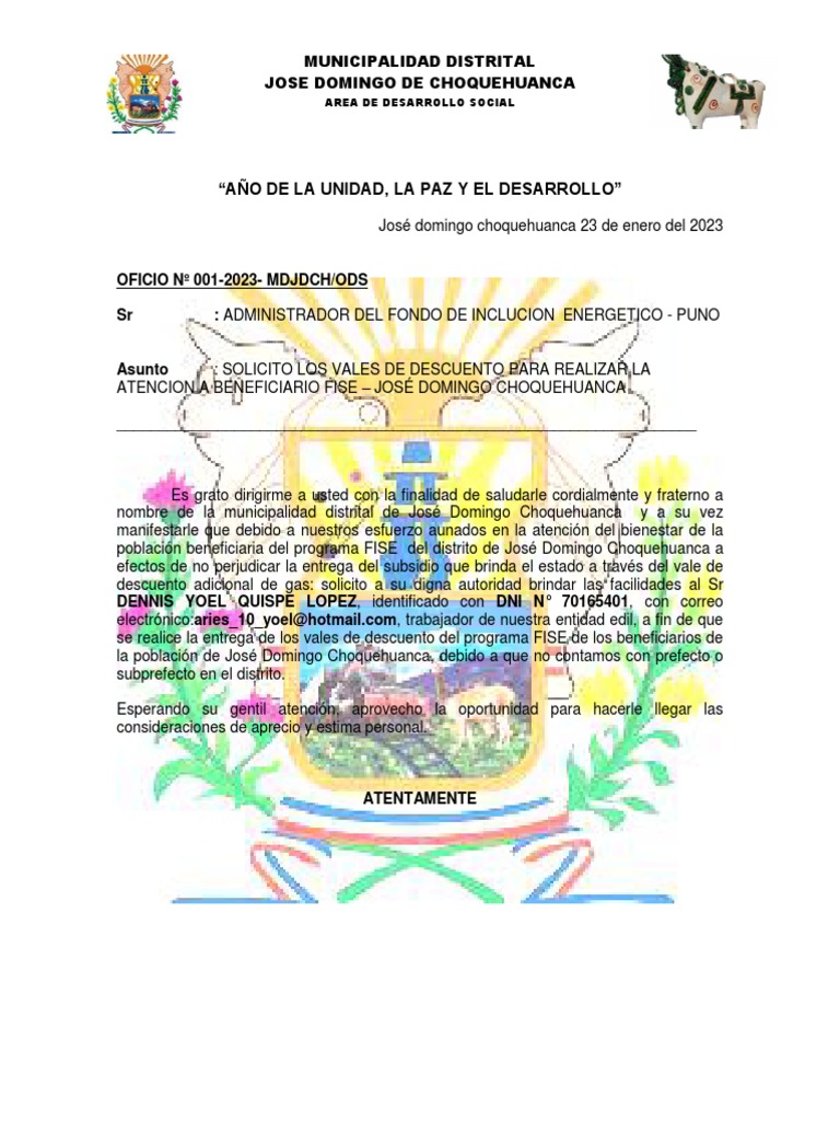 Oficio para FISE | PDF