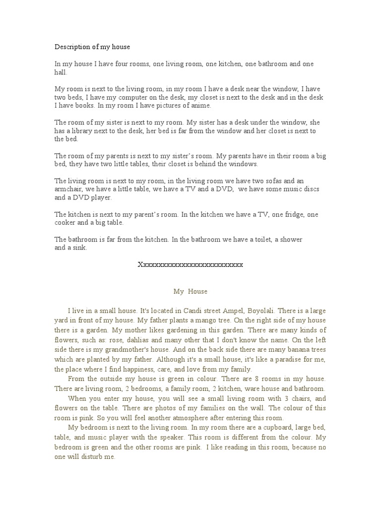 Description of My House A Couple of Examples | PDF | Room | Bedroom