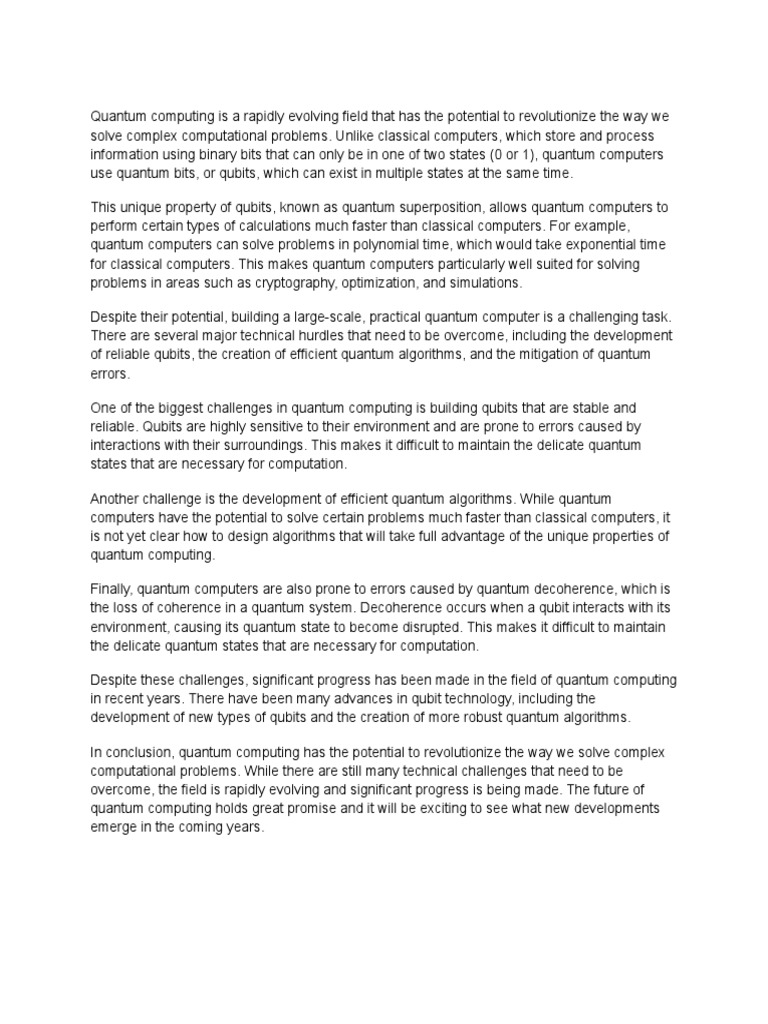 Qunatum Computing Pdf Quantum Computing Systems Theory