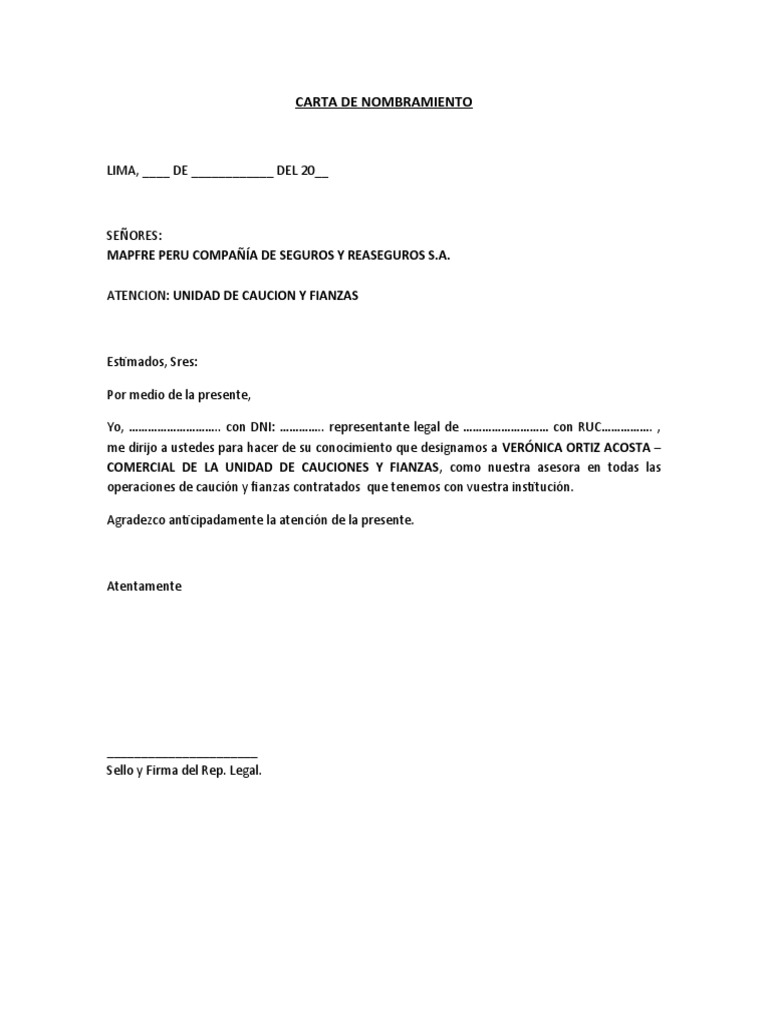 Carta de Nombramiento - Imprimir en Hoja Membretada | PDF
