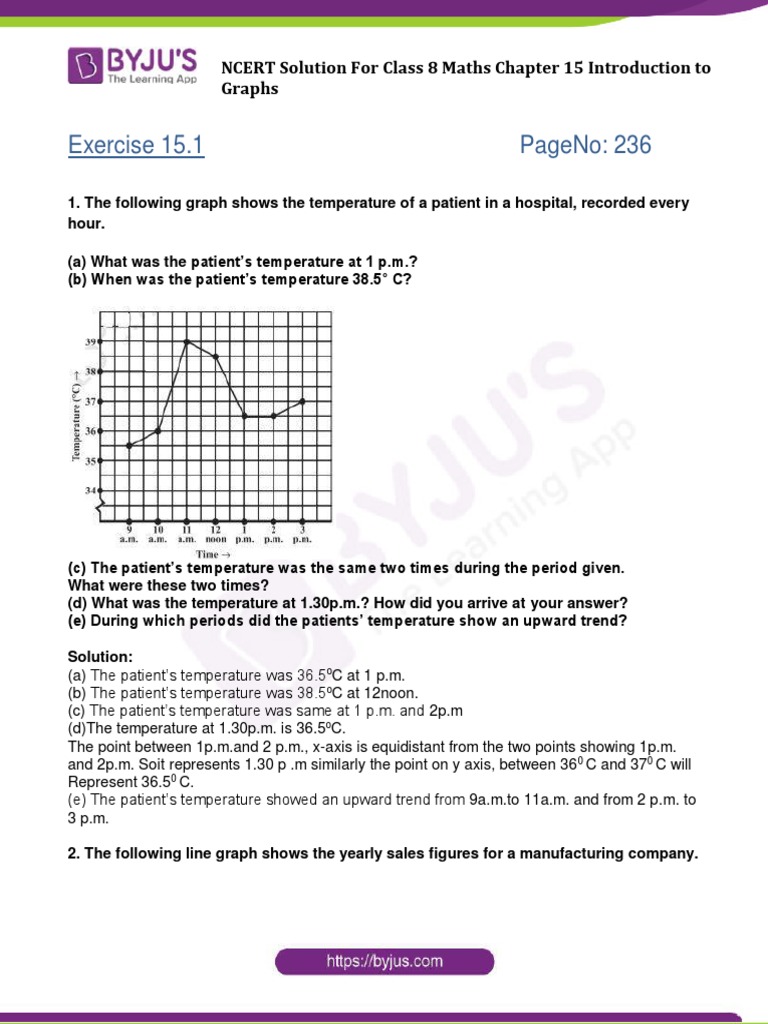 Class 8 Maths: Graphs Exercise 15.3 Solutions | PDF | Cartesian ...
