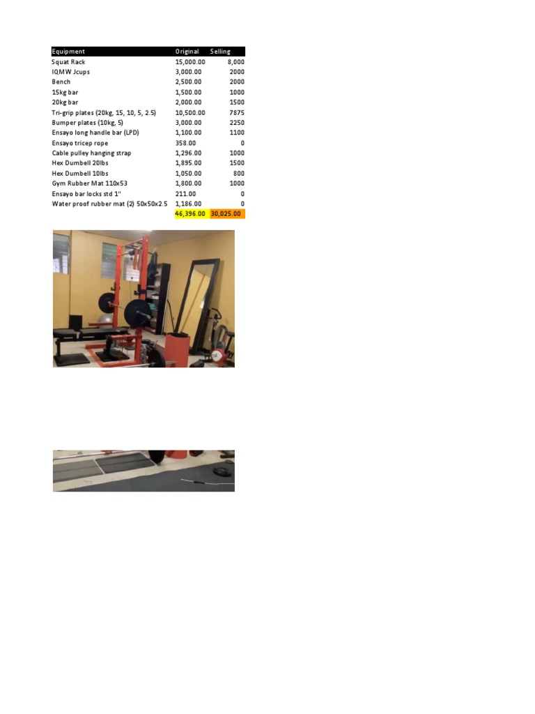 Home Gym Inventory | PDF