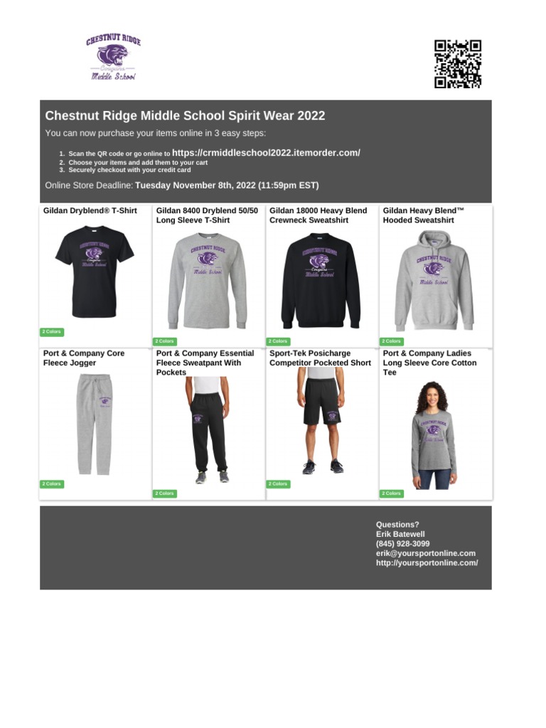 CRMS Spirit Wear Order Form | PDF | Dress Codes | Softlines (Retail)