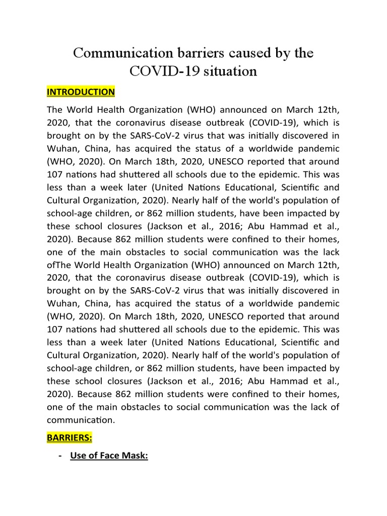 COVID-19 Communication Barriers Explained | PDF | Communication ...