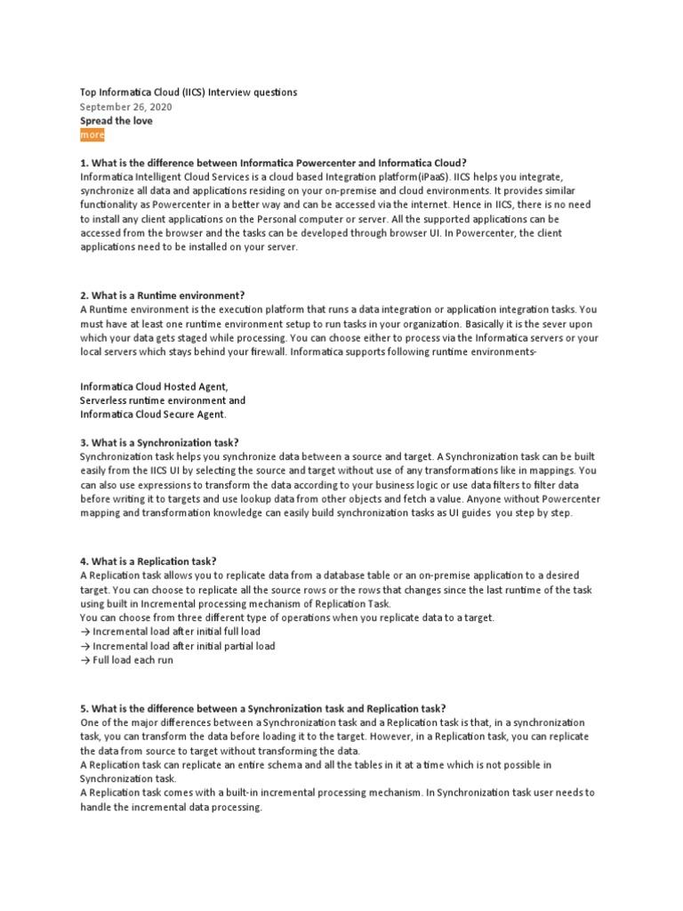 Informatica Iics Interview Questions Pdf Parameter Computer Programming Databases